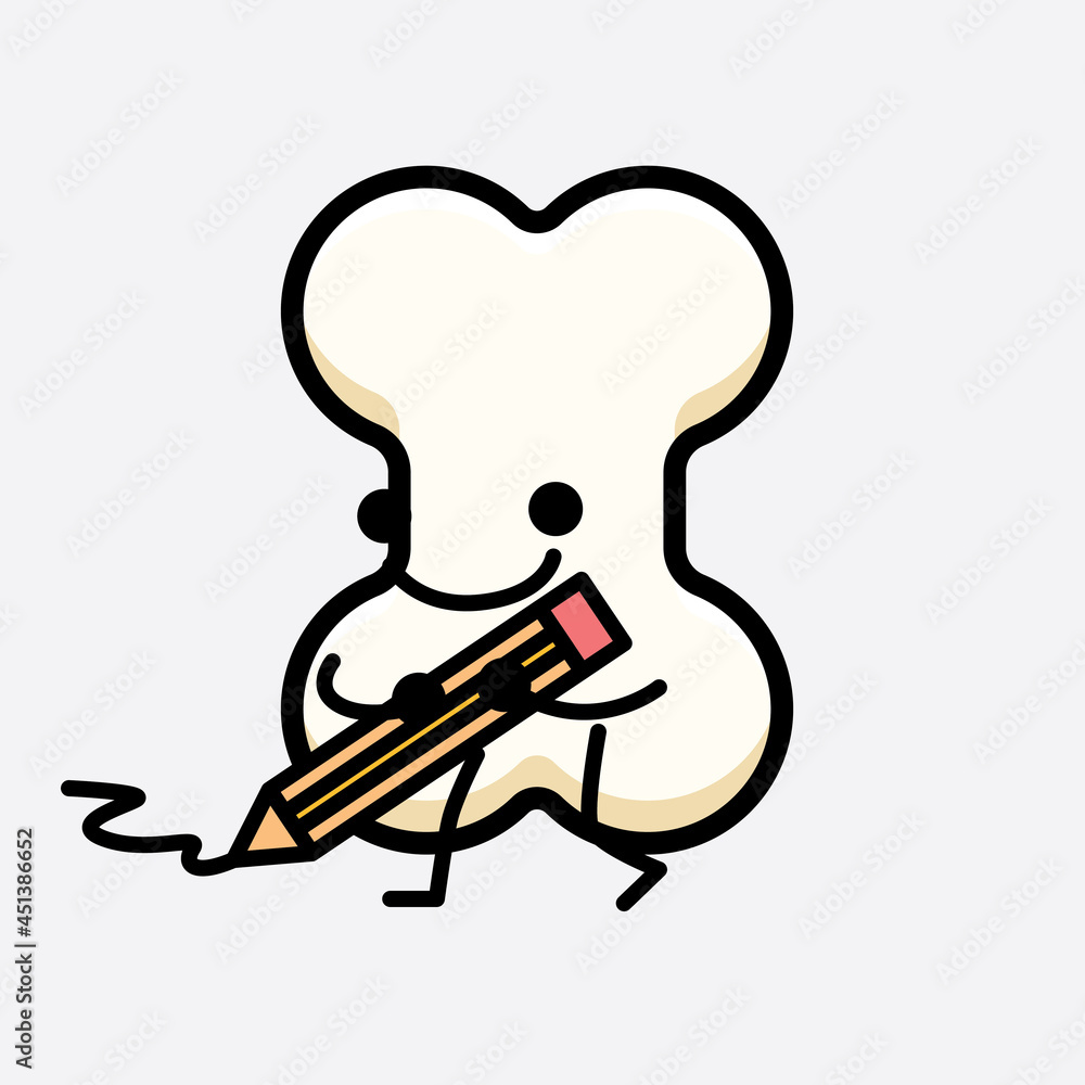 Vector Illustration of Bone Character with cute face and simple body ...