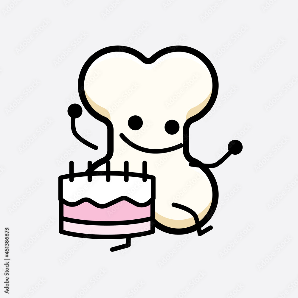 Vector Illustration of Bone Character with cute face and simple body ...