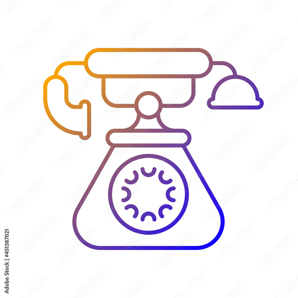 Vintage telephone gradient linear vector icon. Old school rotary phone ...