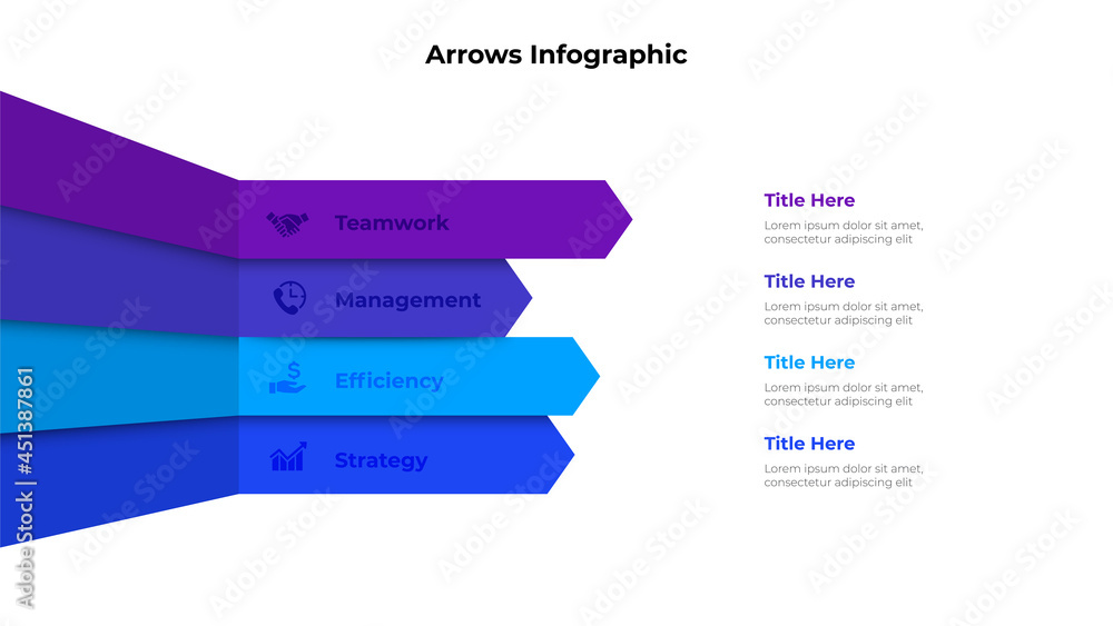 Arrows infographic design template. Business data visualization with 4 ...