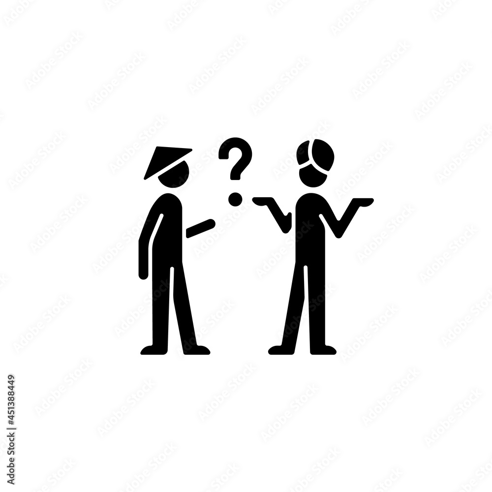 Cultural barriers black glyph icon. Cross-cultural communication ...