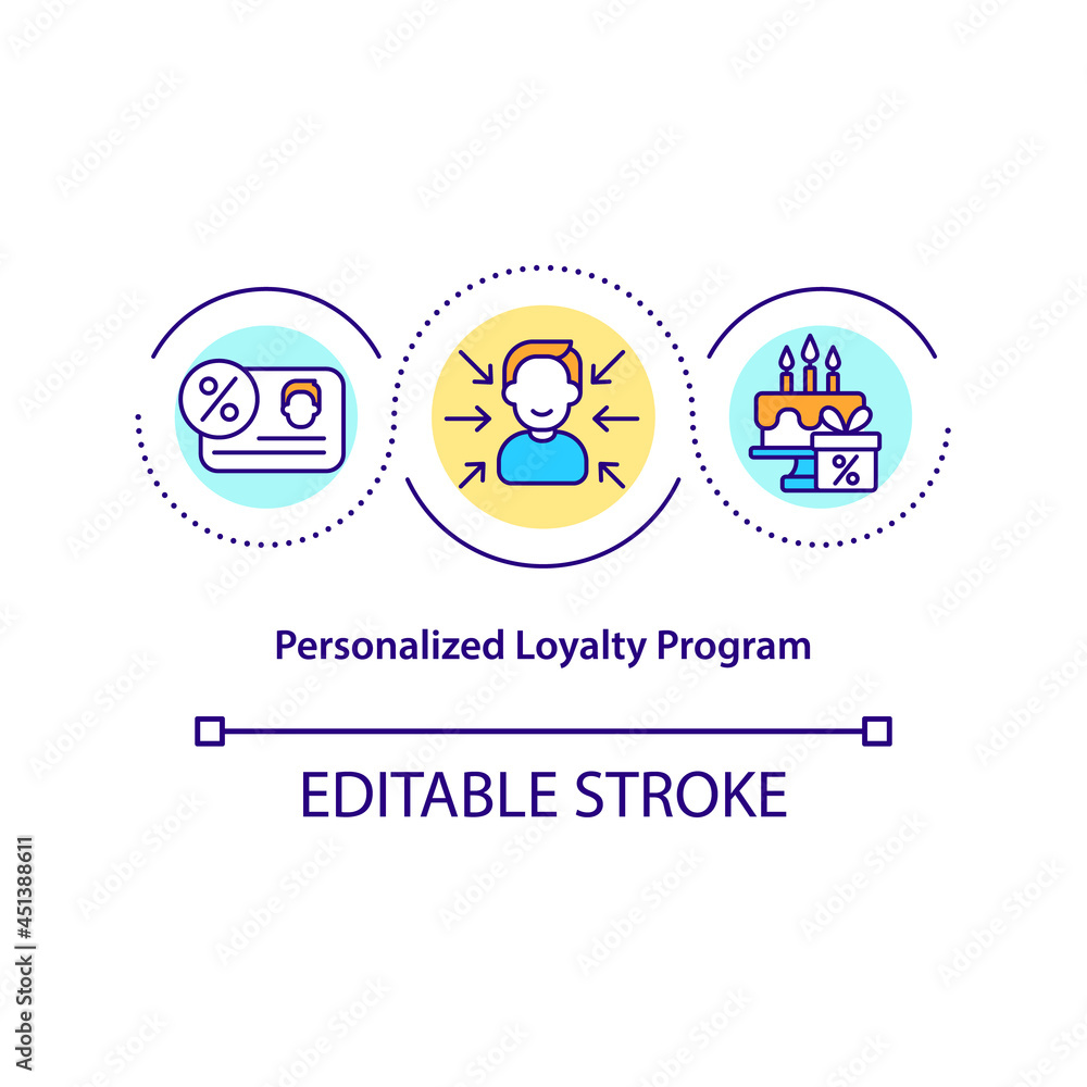 Personalized loyalty program concept icon. Clint personal data ...