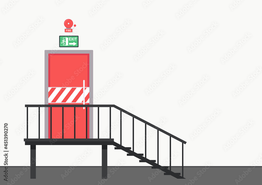 Fire door vector. Fire alarm cartoon vector. Fire alarm system. Fire ...