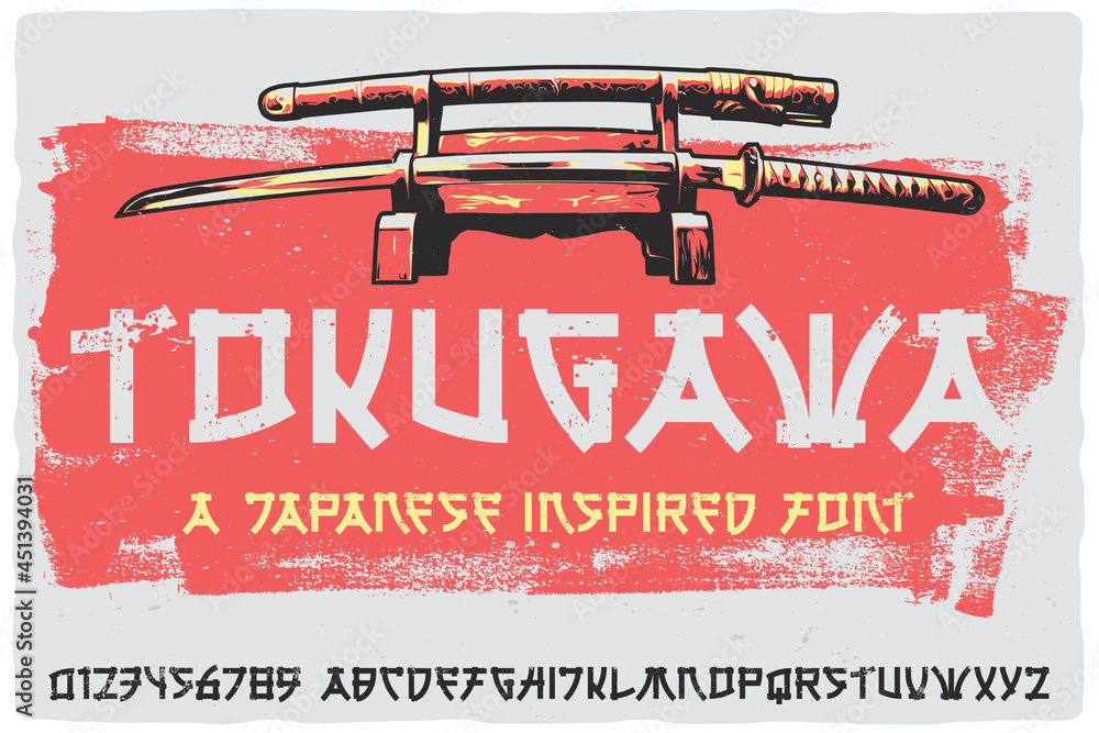 Original label font named Tokugawa. Vintage Japanese style font for any ...