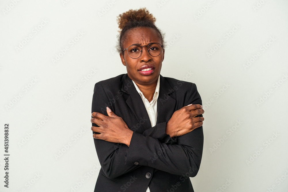 Young business african american woman isolated on white background ...