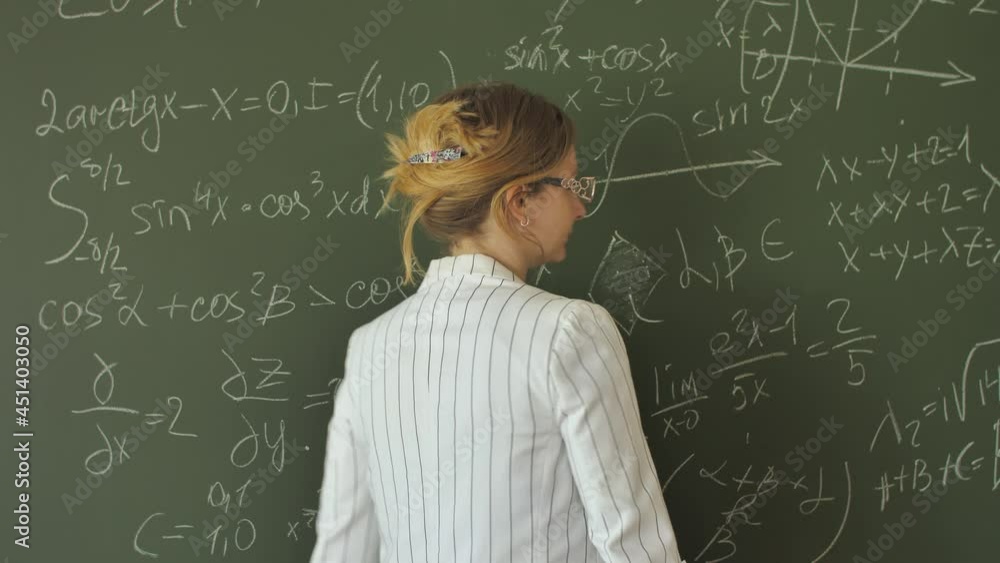 Teacher Portrait in the Classroom on Blackboard Background Stock Video ...