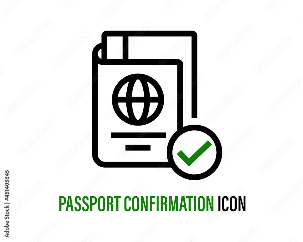 Passport Check Icon Flat Vector Cartoon Illustration Objects Isolated On White Background