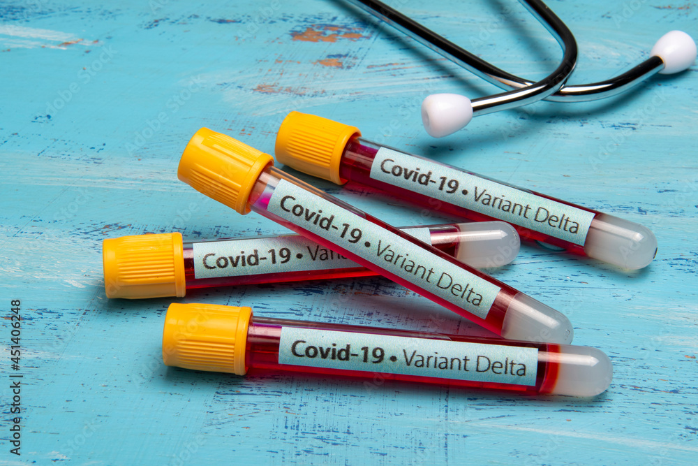 vacuum tube for blood collection, labeled Covid-19 - Variant Delta ...