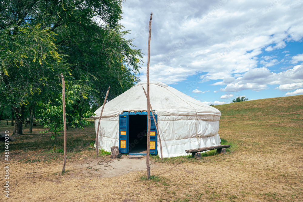 Traditional yurt in Ópusztaszer National Heritage Park, an outdoor ...