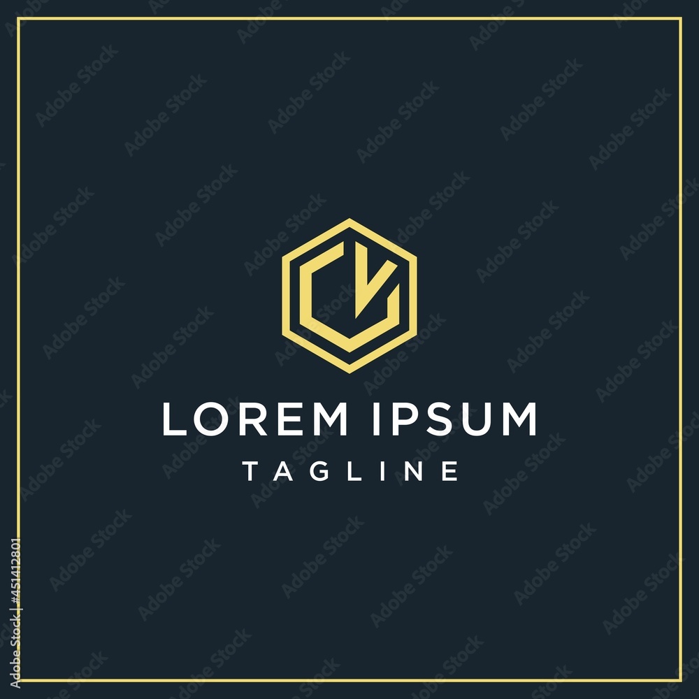 cv hexagon logo Stock Vector | Adobe Stock