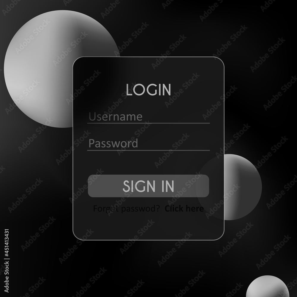 Glassmorphism vector concept. Glass effect login page. Mobile app login ...