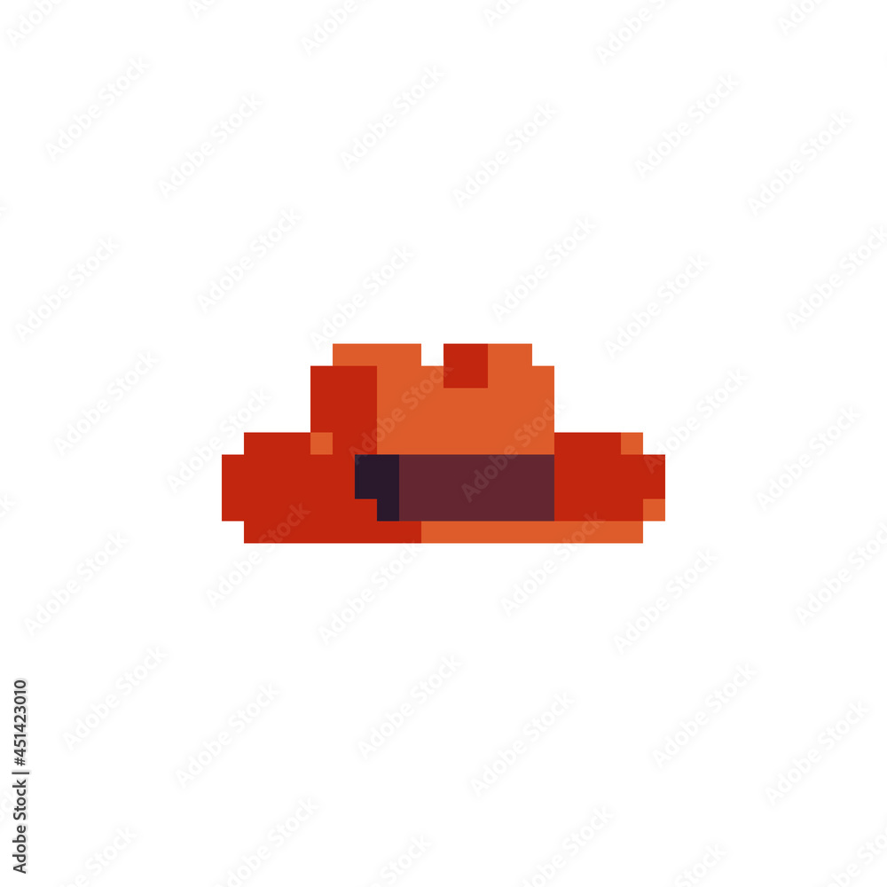Western cowboy hat. Pixel art icon. 8-bit. Sticker design. Game assets ...