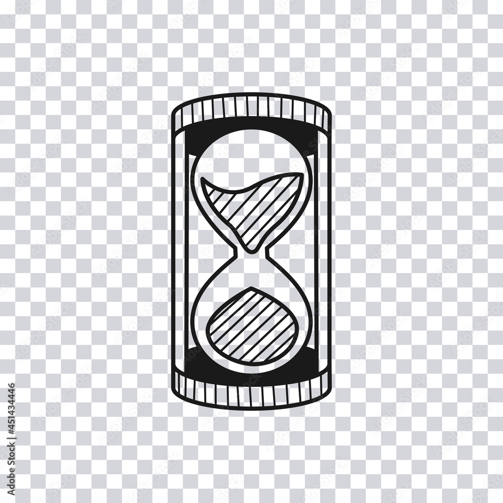 Hand drawn hourglass isolated on transparent background. Sketch ...