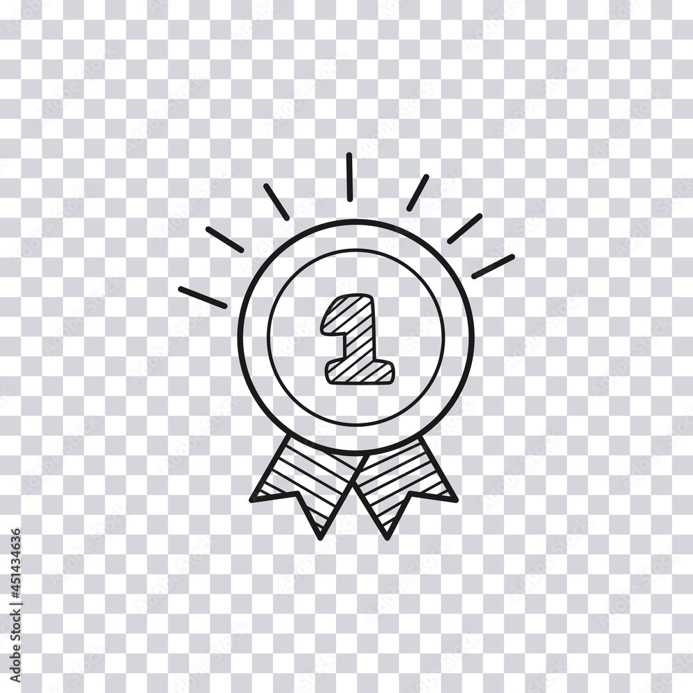 Hand drawn medal isolated on transparent background. Sketch of medal ...