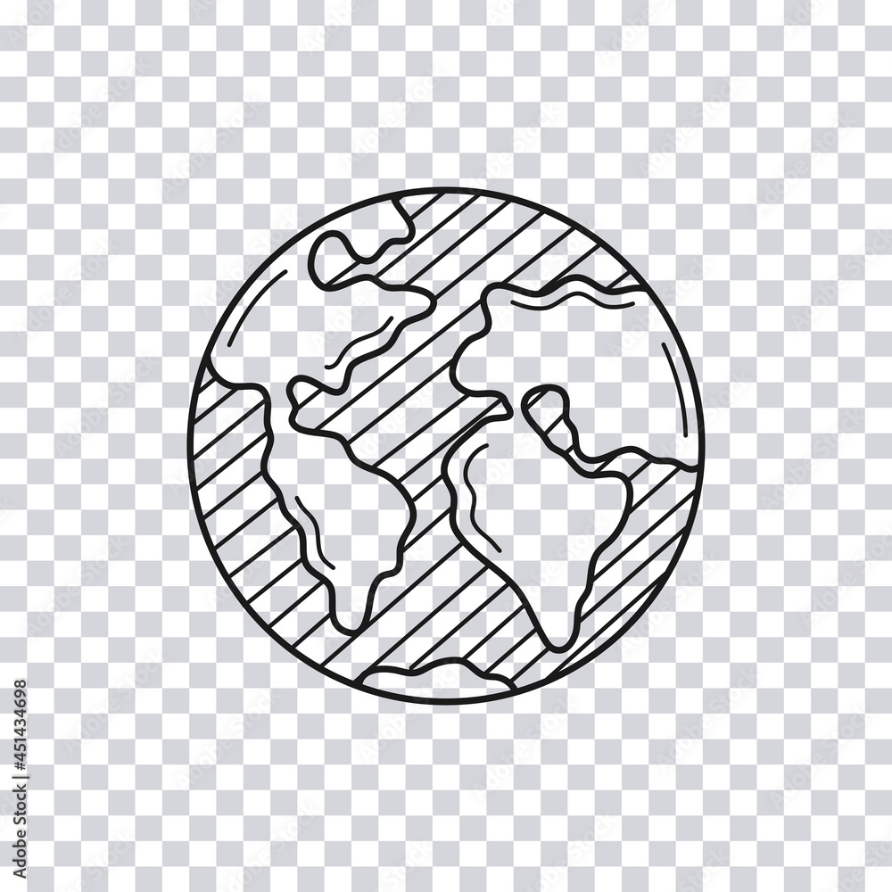 Hand drawn earth isolated on transparent background. Sketch of earth ...
