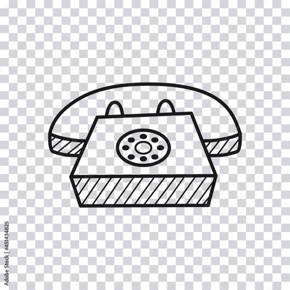 Hand drawn landline phone isolated on transparent background. Sketch of ...