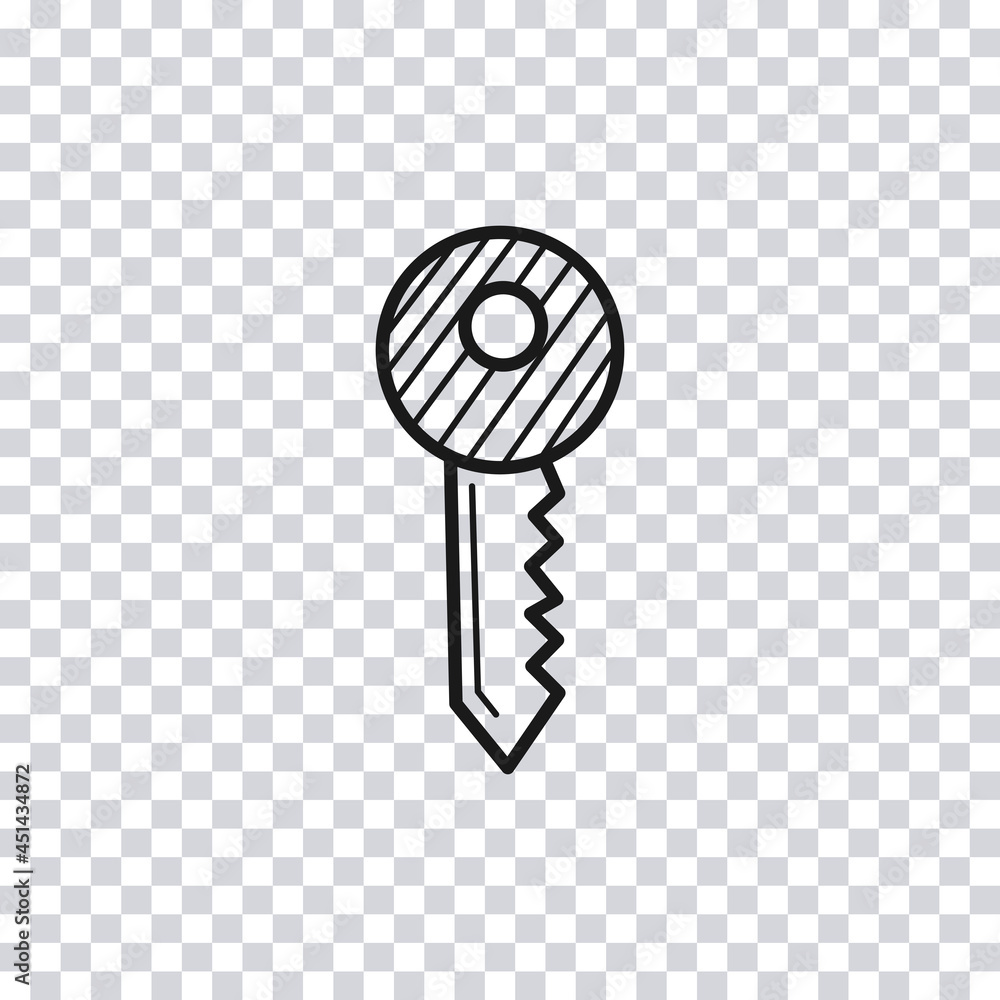 Hand drawn gold key isolated on transparent background. Vector ...