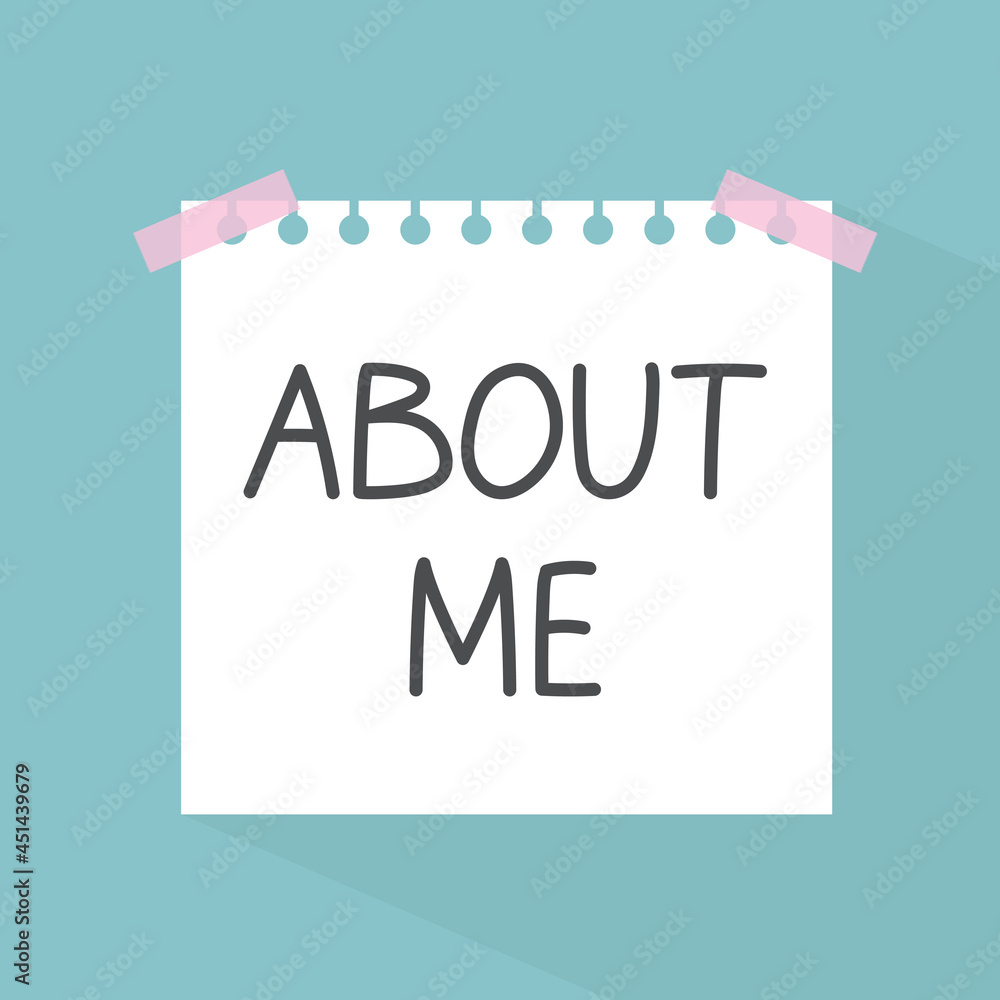 about me written on paper note- vector illustration Stock Vector ...