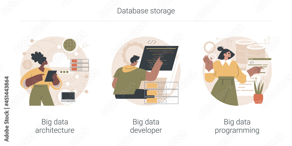 Database Storage Abstract Concept Vector Illustration Set Big Data Architecture Developer