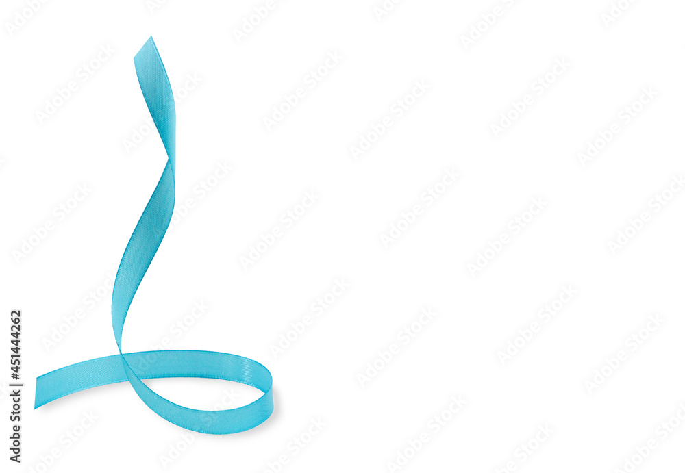 Bright blue ribbon as a frame on white, place for text, mockup for a ...