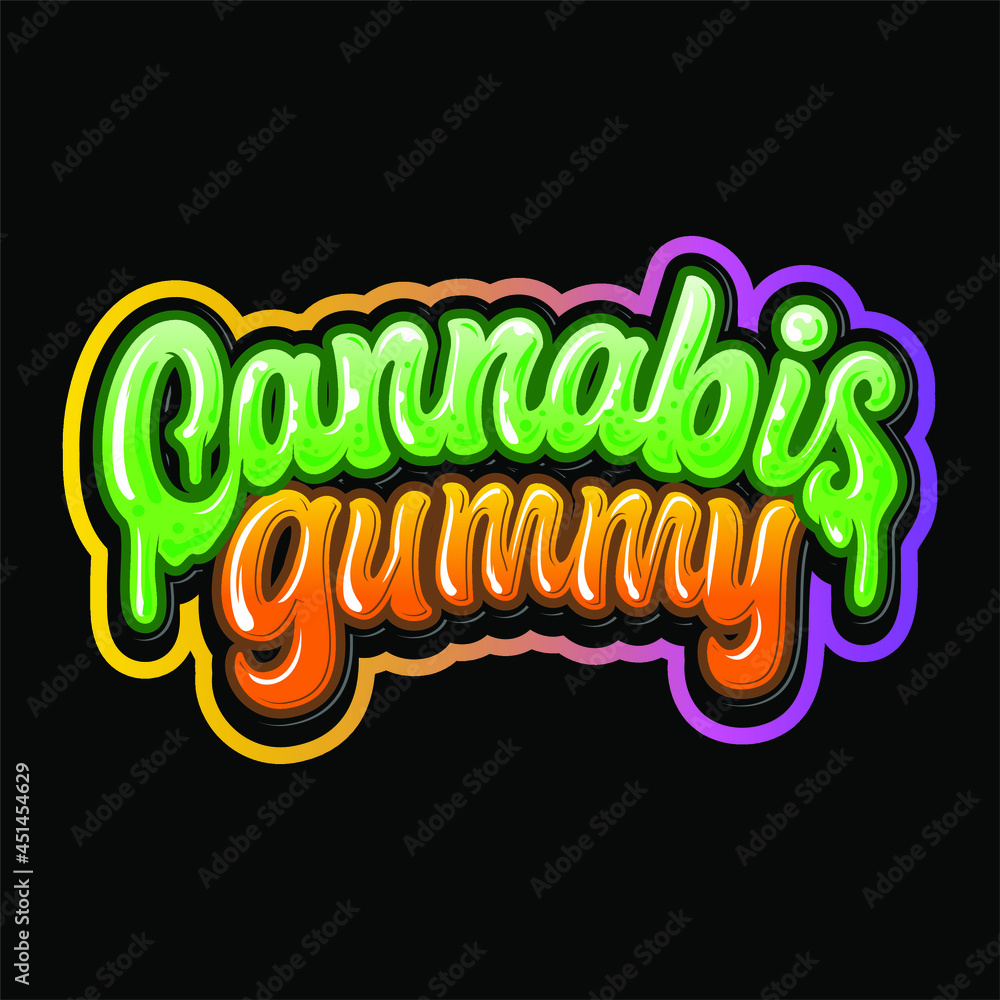 Cannabis Gummy Lettering illustration with colorful style Stock Vector ...