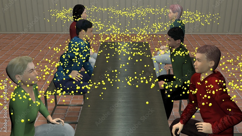 Sitting together , talking , spreading germs , viruses. Airborne ...