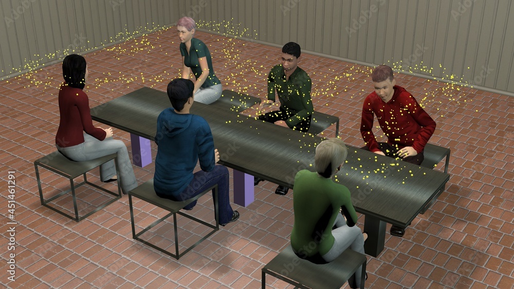 Air flow , virus particles around people .Scent molecules emitted from ...