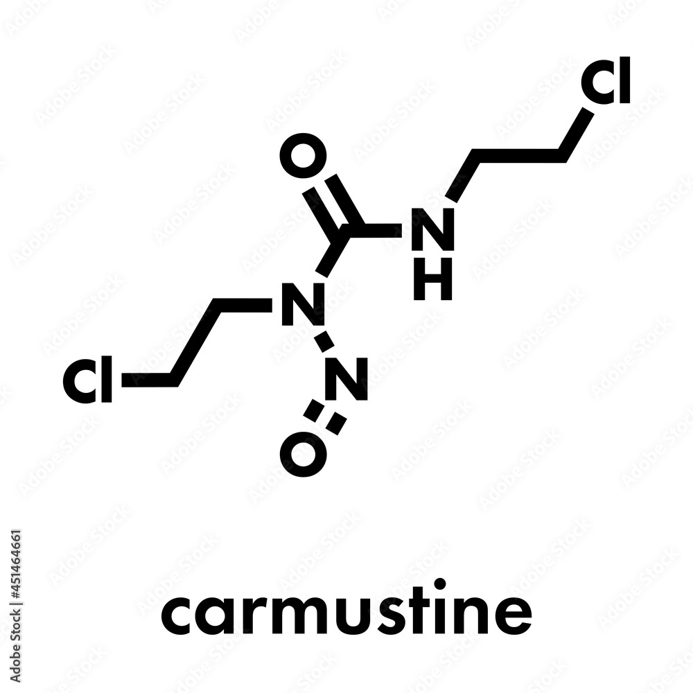 Carmustine (BCNU) cancer chemotherapy drug molecule. Skeletal formula ...