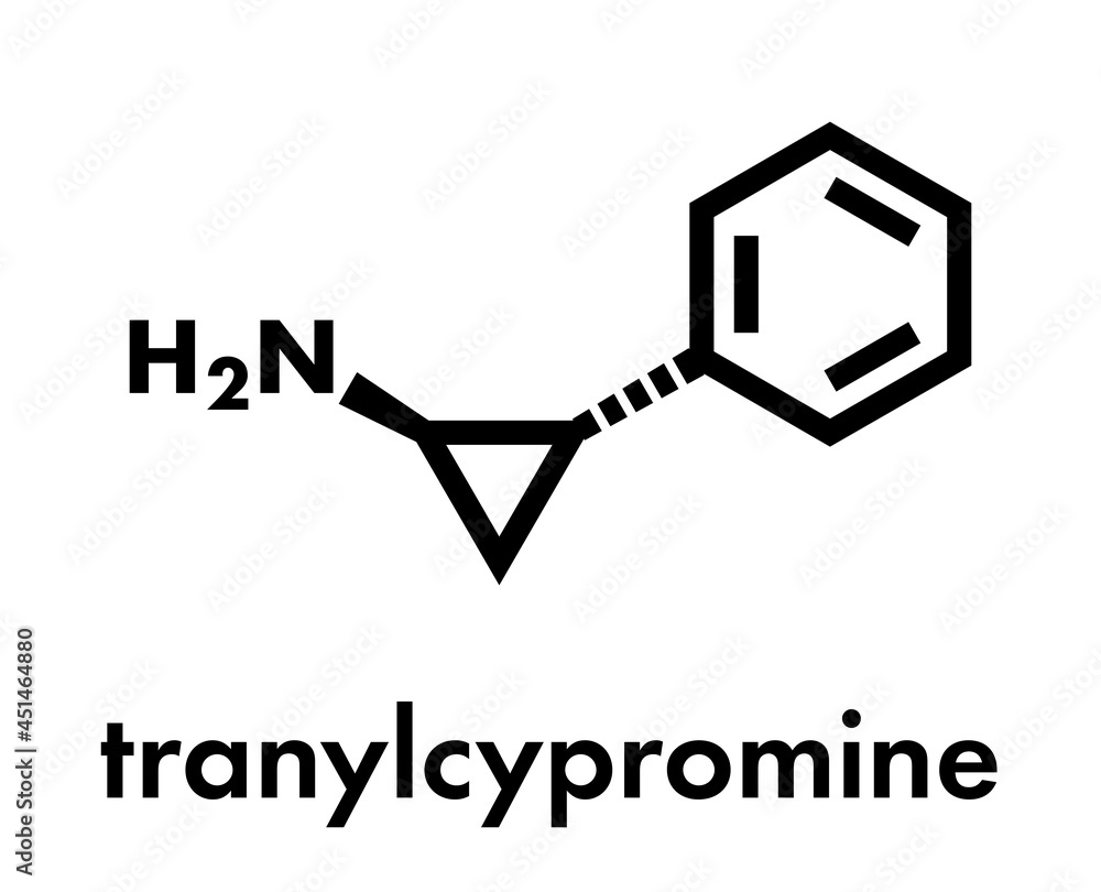 Tranylcypromine antidepressant and anxiolytic drug molecule ...