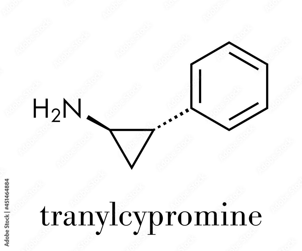 Tranylcypromine antidepressant and anxiolytic drug molecule ...