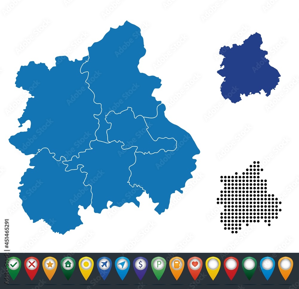 Set maps of West Midlands regions Stock Vector | Adobe Stock
