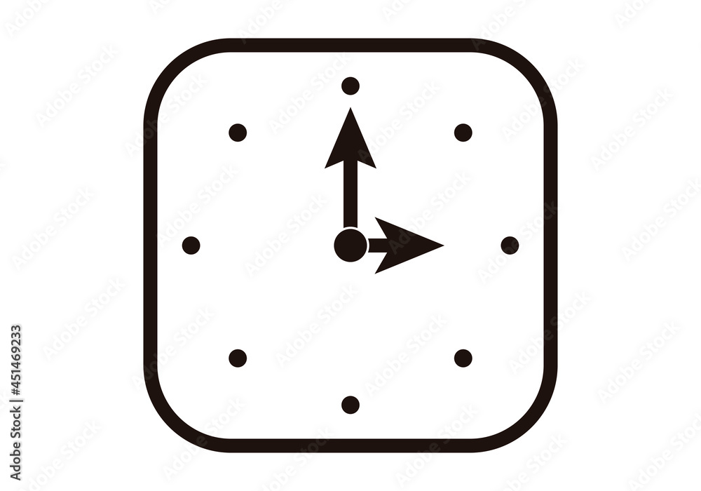 Icono negro de reloj en fondo blanco. Stock Vector | Adobe Stock