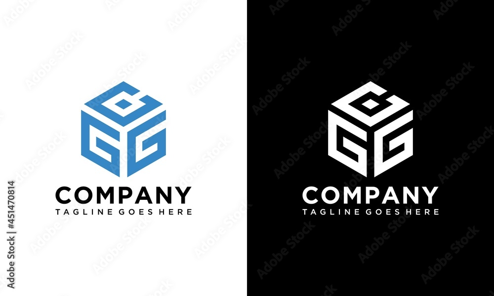 hexagonal letter icon. logo monogram letters GCG. hexagon logo on a ...