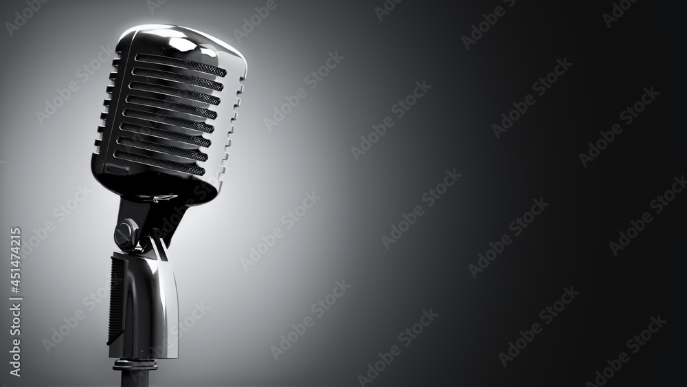 Vintage Microphone Black And White