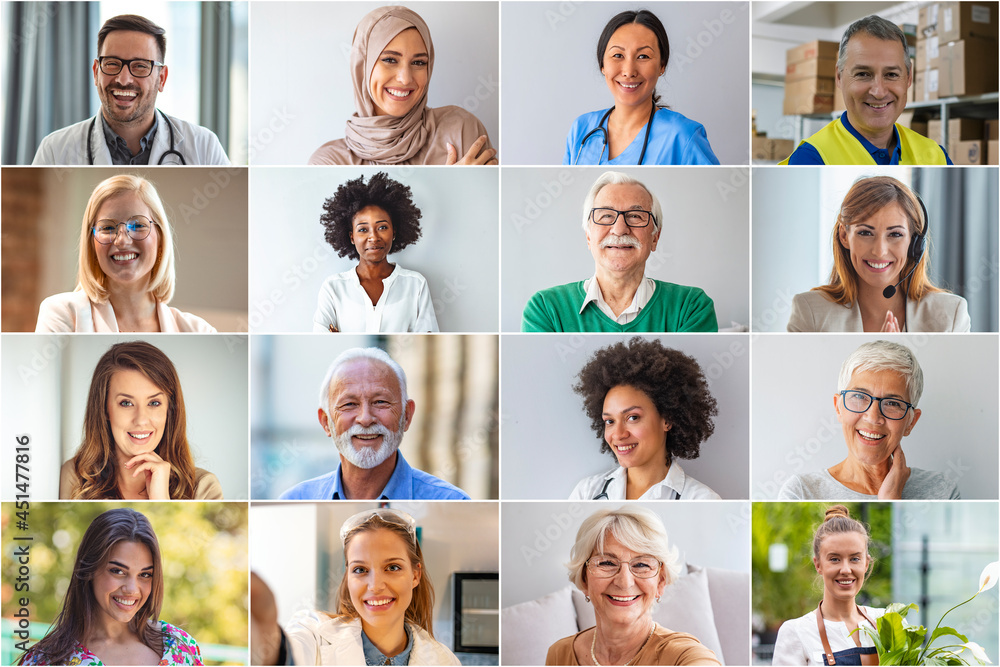 Many happy diverse ethnicity different young and old people group ...