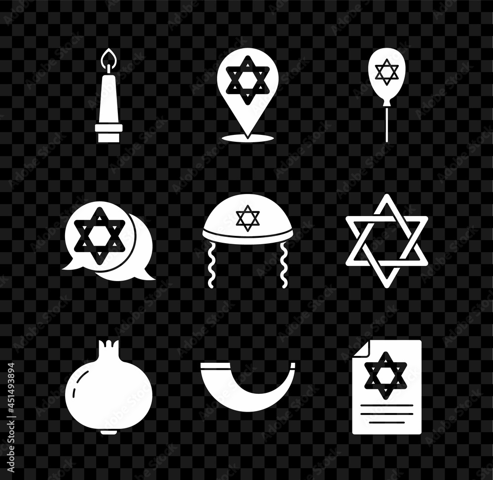 Set Burning candle, Star of David, Balloon with star david, Pomegranate ...