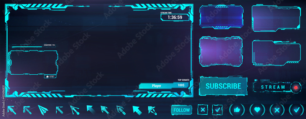 Futuristic theme for screen panel. Overlay streamdps constructor. Frame ...
