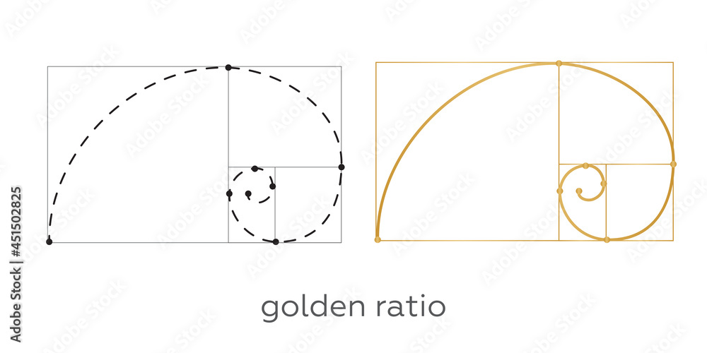 golden ratio spiral. Symbol of the golden ratio tattoo Stock Vector ...
