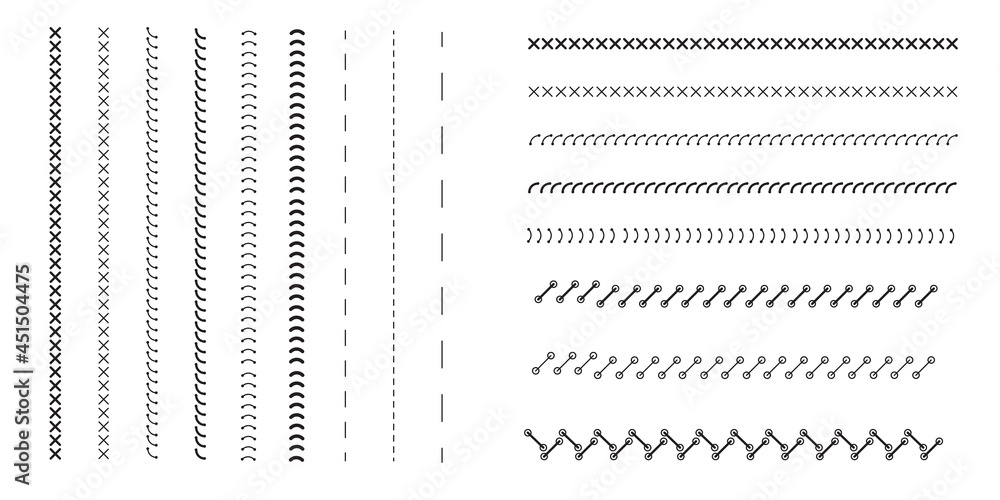 Stitched borders, sewing machine seams for fabric. Sewing machine ...