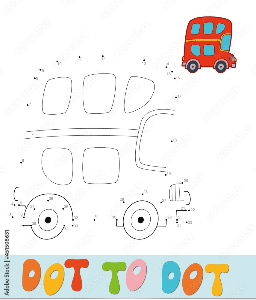 Dot to dot puzzle. Connect dots game. bus vector illustration Stock ...