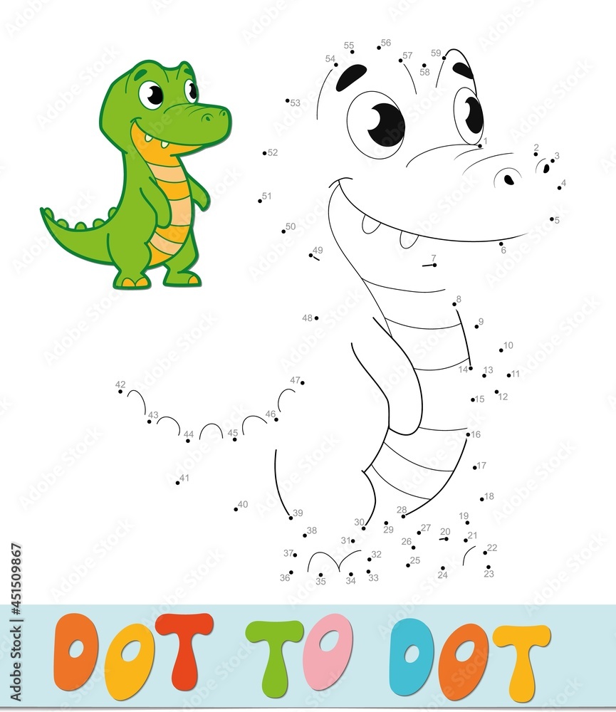 Dot to dot puzzle. Connect dots game. crocodile vector illustration ...
