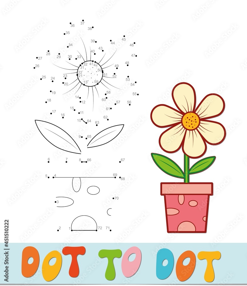 Dot to dot puzzle. Connect dots game. potted flower vector illustration ...