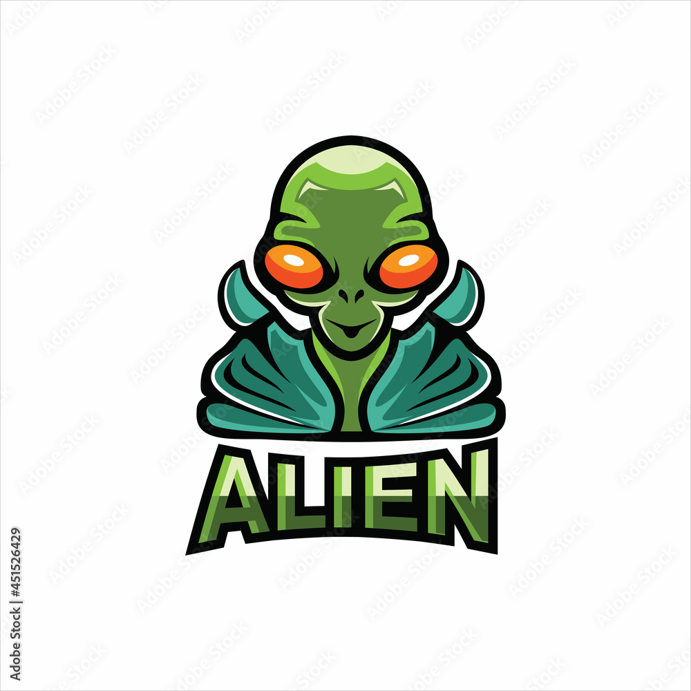 Alien mascot logo design, Game player alien e-sport logo design. Alien ...
