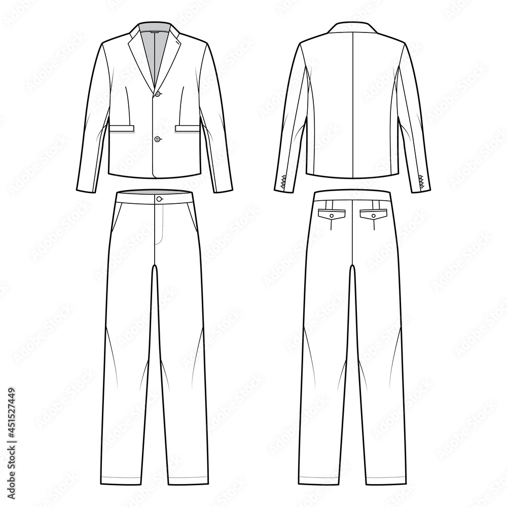 Set of two - piece Suit - classic trouser and jacket technical fashion ...