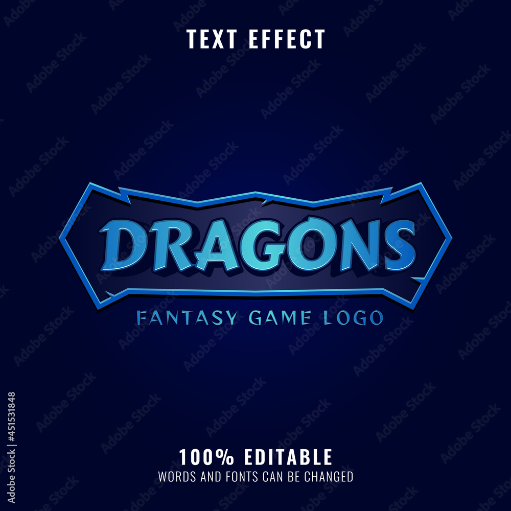 fantasy dragon rpg game logo title with frame text effect vector de ...
