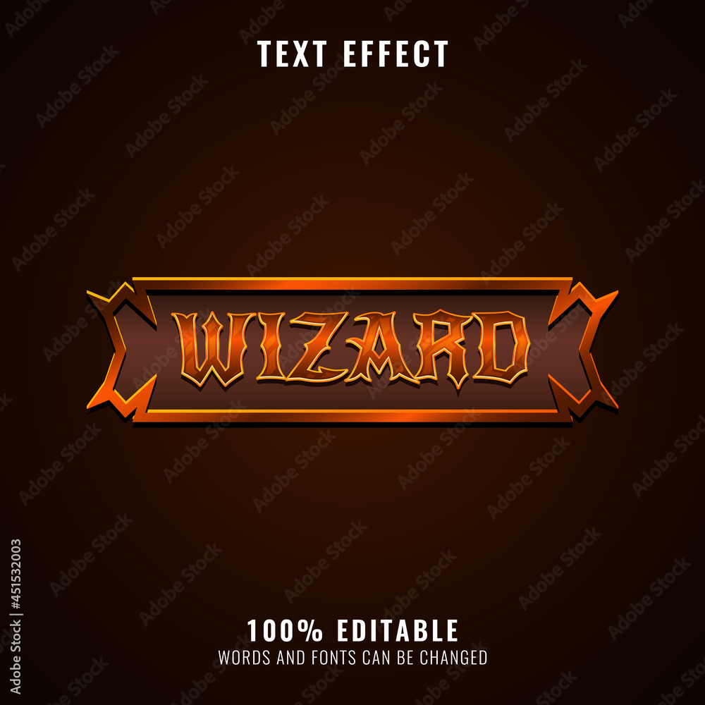 golden wizard rpg game logo with template frame text effect Stock ...