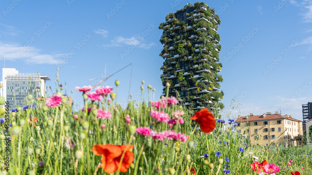 Milano, Italy. Bosco Verticale, view at the modern and ecological ...
