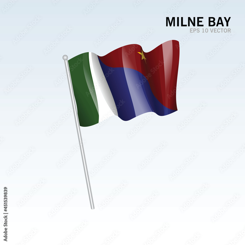 Waving flag of Milne Bay provinces,autonomous region,district of Papua ...