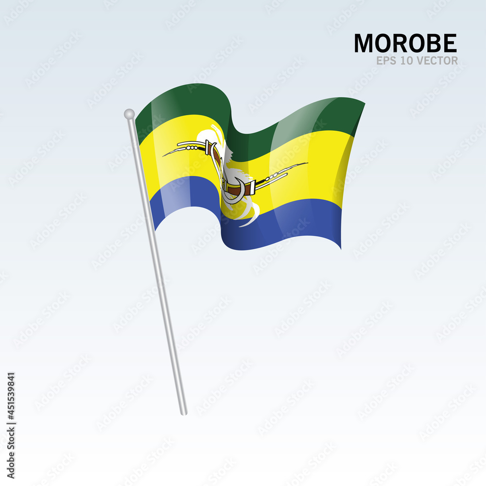 Waving flag of Morobe provinces,autonomous region,district of Papua New ...