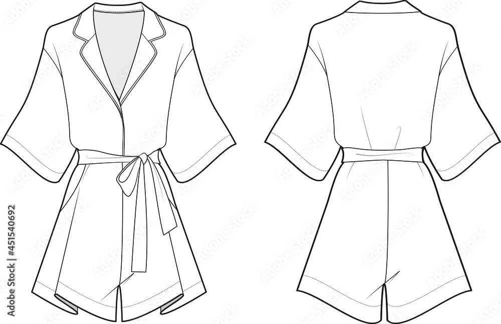 women jumpsuit romper flat sketch vector illustration Stock Vector ...